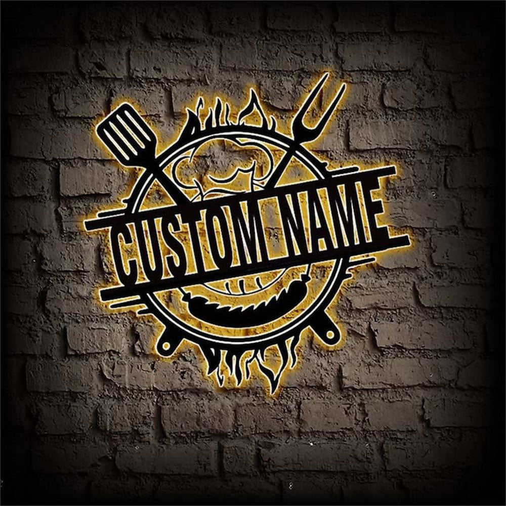 Custom Metal BBQ Sign, Led BBQ Sign, Grilling Sign, Anniversary Gift ...