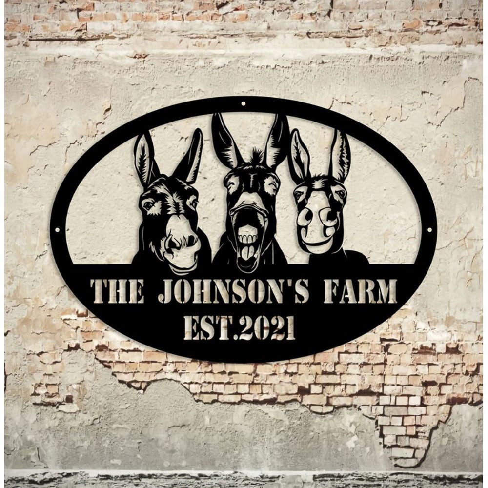 Custom Metal Farm Sign, Donkey Farm Metal Sign Metal, Gift Ideas For F ...
