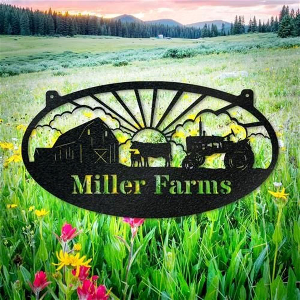 Custom Metal Farm Sign, Farm Cows Oval Cut Metal Sign, Gift Ideas For ...