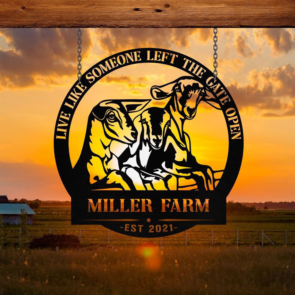 Custom Metal Farm Sign, Goat Outdoor Farmhouse Entry Road Front Gate W ...