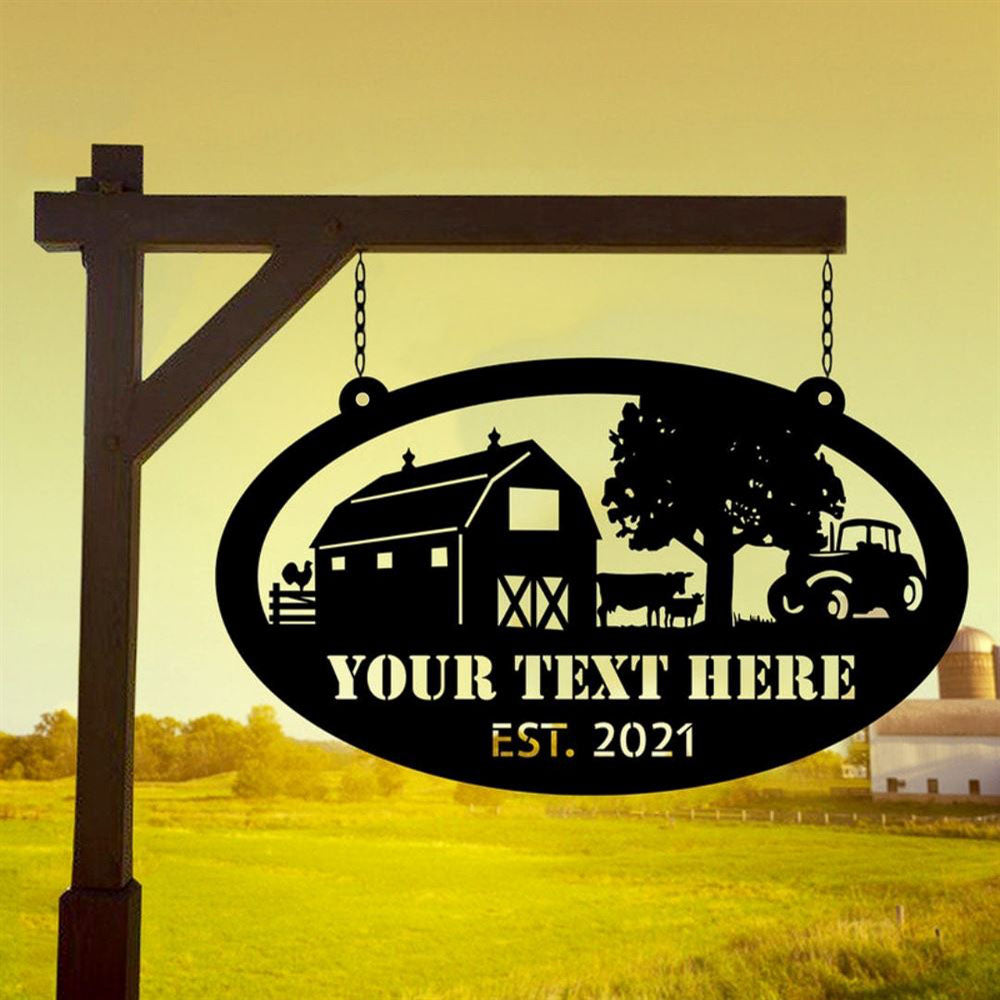 Custom Metal Farm Sign, Tractor Cow Cattle Ranch Metal Sign, Gift Idea ...