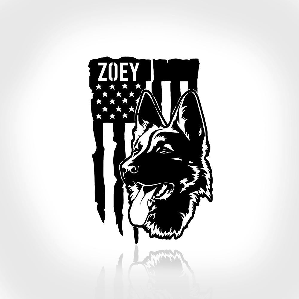 Custom Metal Sign, Us Flag German Shepherd Metal Sign, Anniversary Gif ...