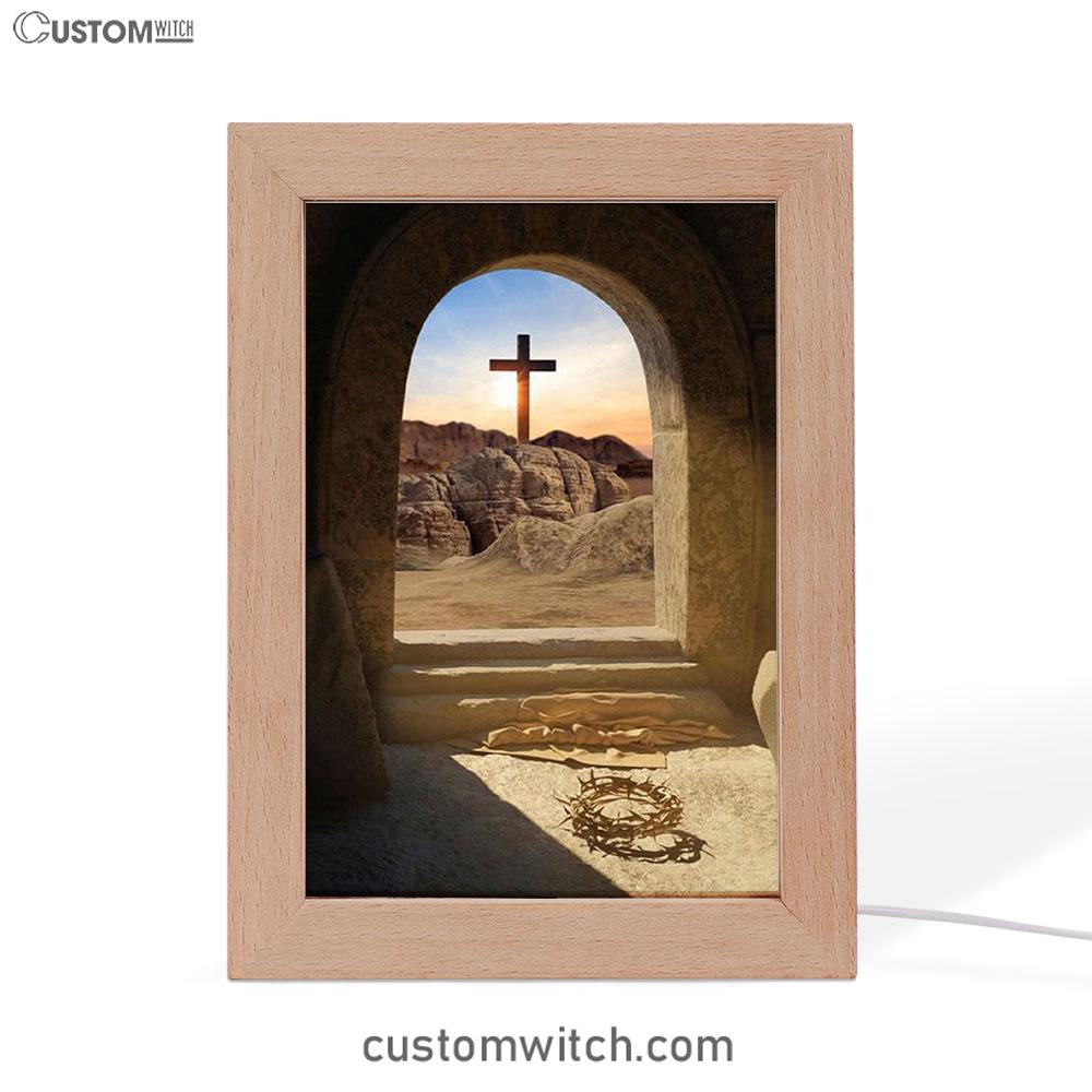 Empty Tomb Crown Of Thorns Rugged Cross Frame Lamp Pictures - Christia – Customwitch