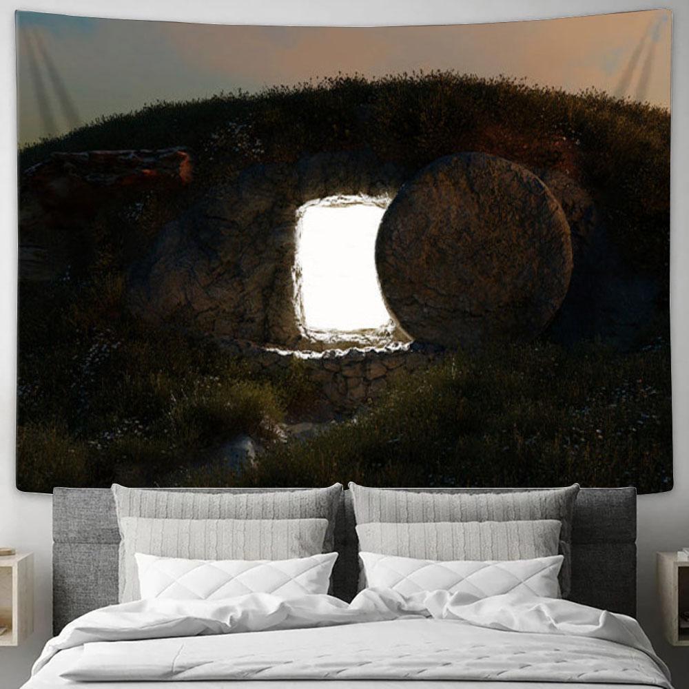 Empty Tomb Pictures Tapestry Art - Christian Wall Art Decor - Easter W ...