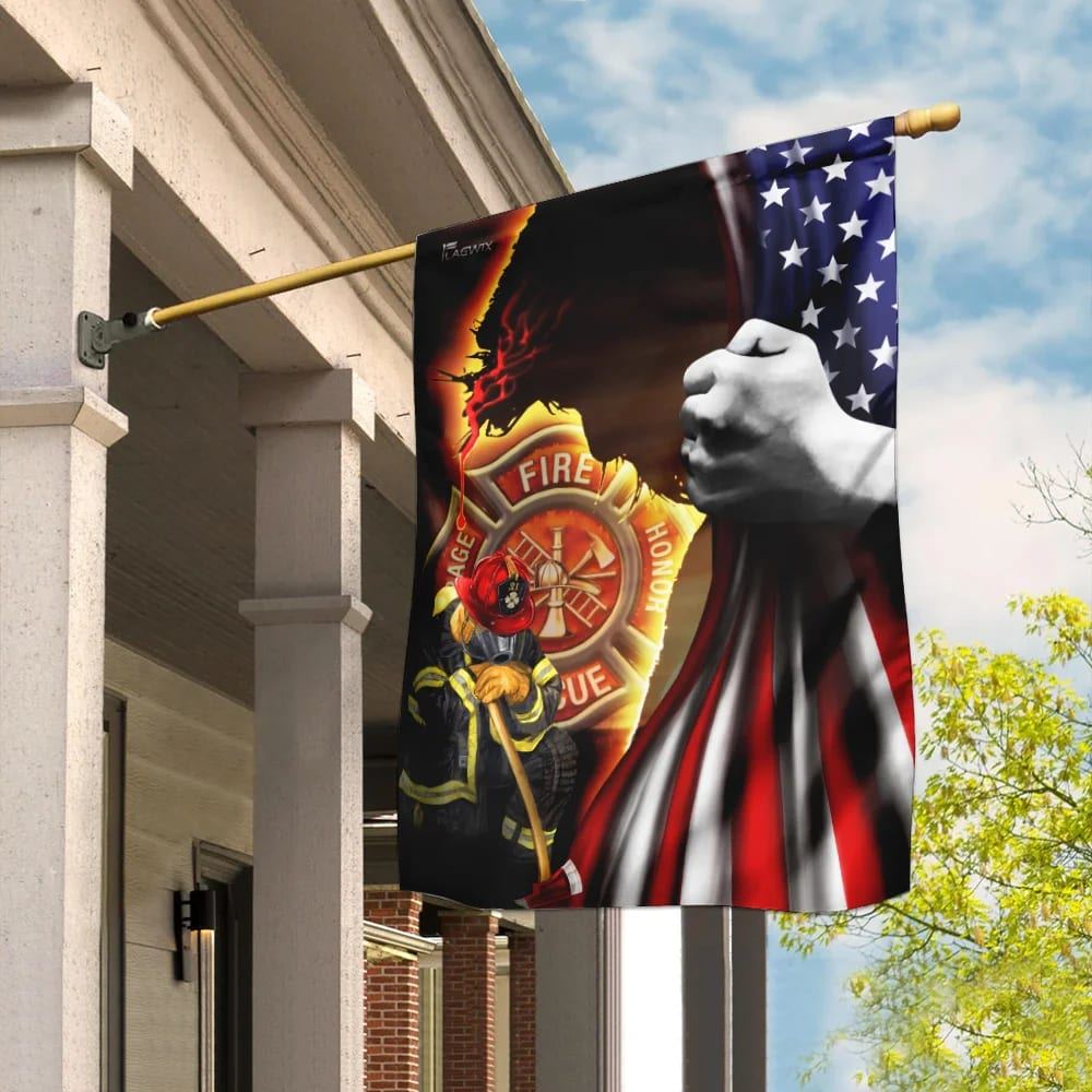 Firefighter Jesus Christian American Flag, Outdoor Christian House Fla ...