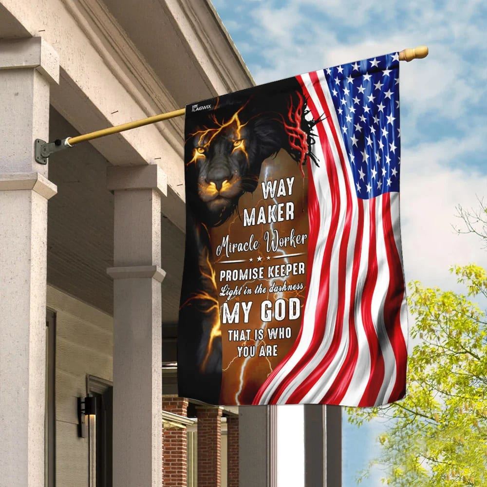 God Jesus Christian American House Flags And Jesus Way Maker And Mirac ...