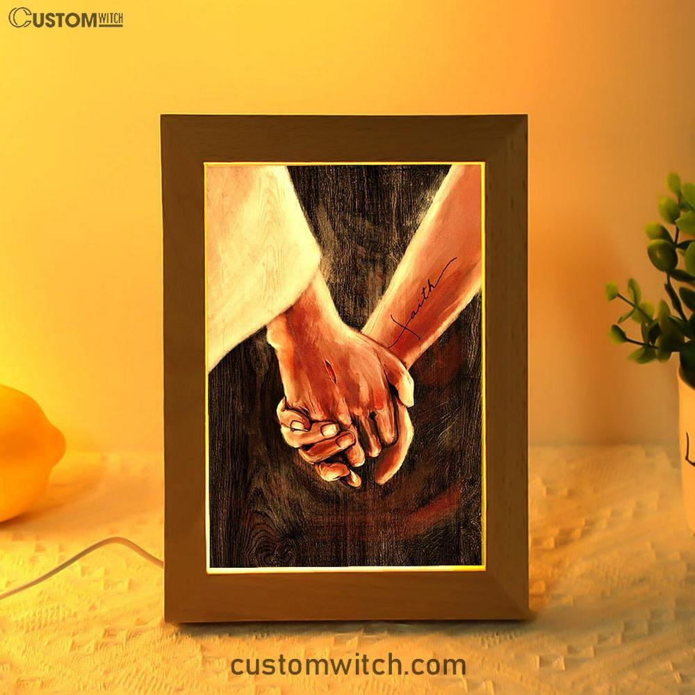 Holding Hand With Jesus Frame Lamp Art - Bible Verse Wooden Lamp - Ins – Customwitch