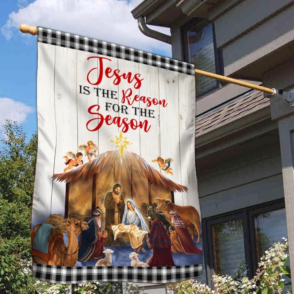 Holy Family Nativity Of Jesus Christmas Flag Jesus Is The Reason For T ...
