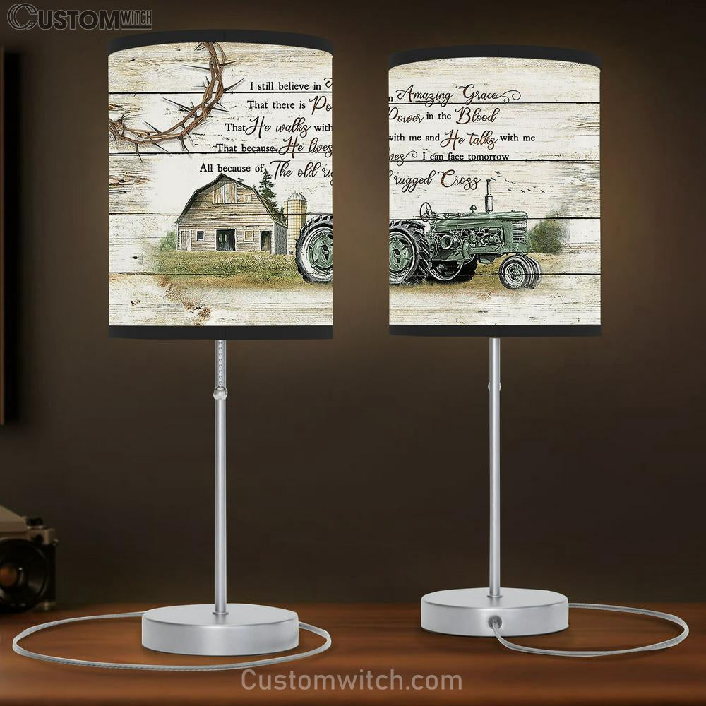 I Still Believe In Grace Farm Tractor Cross Table Lamp Gift - Bible Ve ...