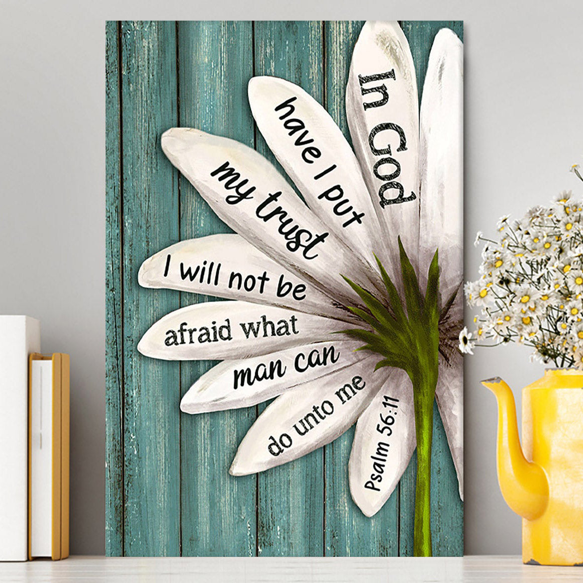 In God Have I Put My Trust Lily Flower Canvas Art - Bible Verse Wall A ...