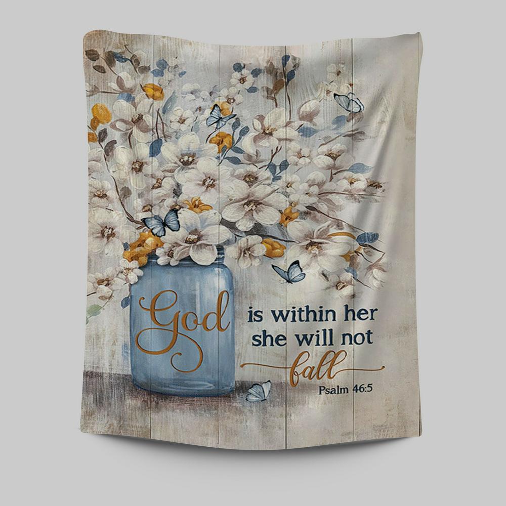 Jasmine Flower God Is Within Her Tapestry Art - Bible Verse Wall Art ...