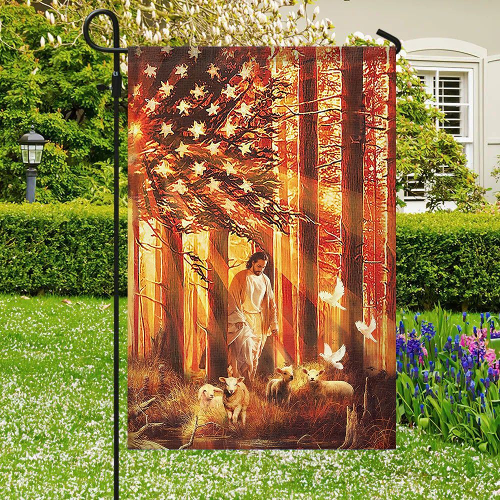 Jesus And Lamb, Garden Flag, Christian Flag, Scripture Flag, Garden Ba ...