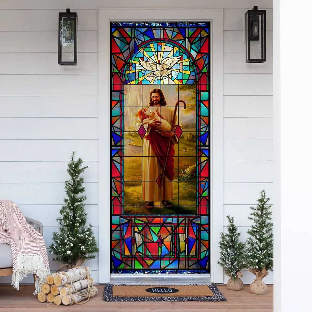Jesus And The Sheep Door Cover, Christian Door Decor, Door Christian C ...
