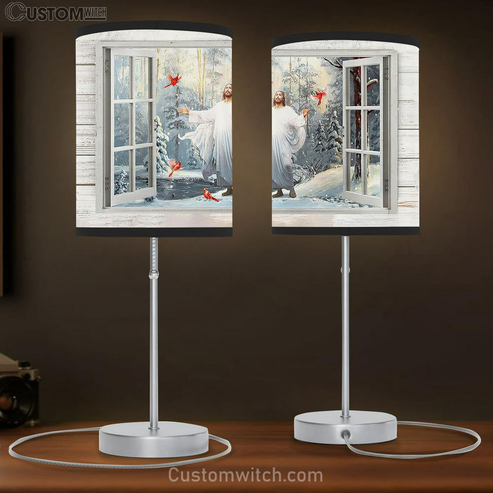Jesus Cardinal Walking With Jesus Table Lamp Art - Christian Lamp Gift ...