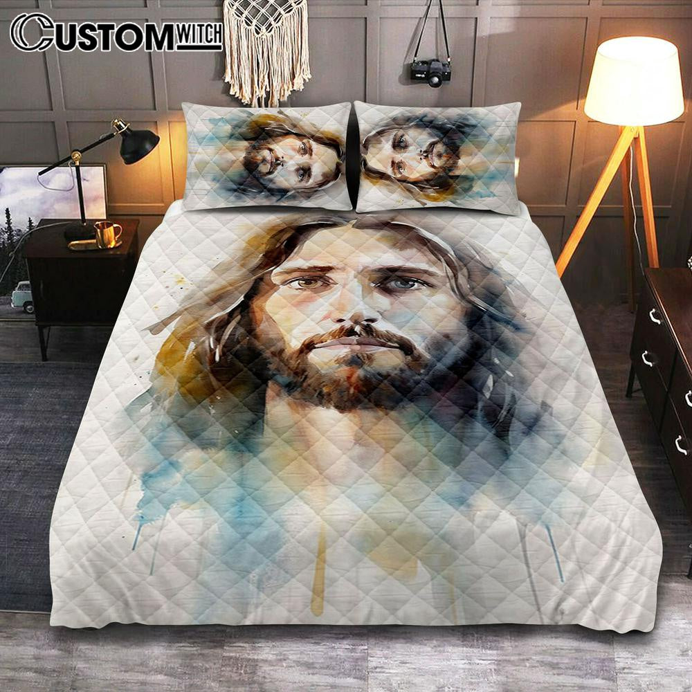 Jesus Christ Facing Forward And Looking Straight Ah Quilt Bedding Set ...