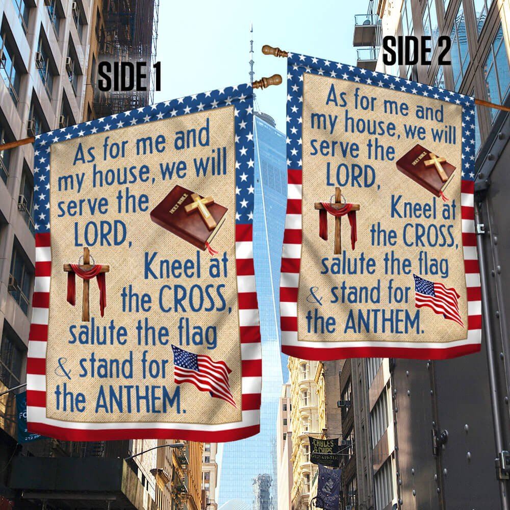Jesus Christian Cross American Flag, As For Me And My House We Will Se ...