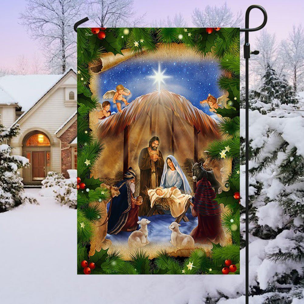 Jesus Christmas Flag Nativity Scene Jesus Is Born Christianity Flag, C ...