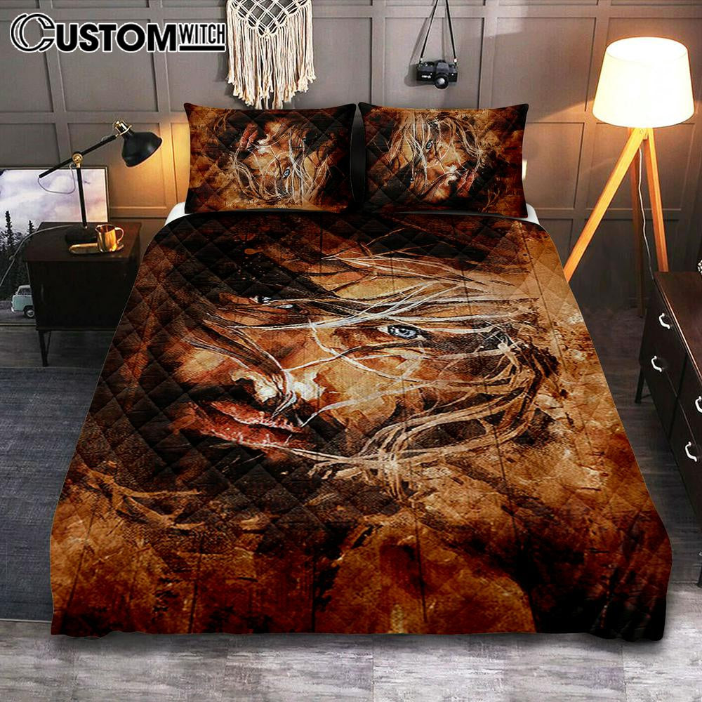 Jesus Face Bedroom Quilt Bedding Set - Jesus Portrait Quilt Bedding Se ...