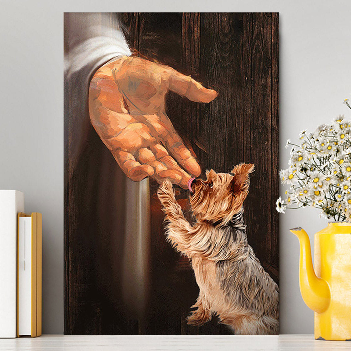 Jesus Hand Yorkshire Terrier Canvas - In The Hand Of God Wall Art Canv ...