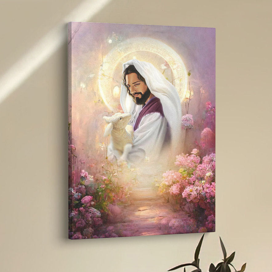 Jesus Hugging Lamb Canvas Pictures - Jesus Art Prints - Jesus Art - Ch ...