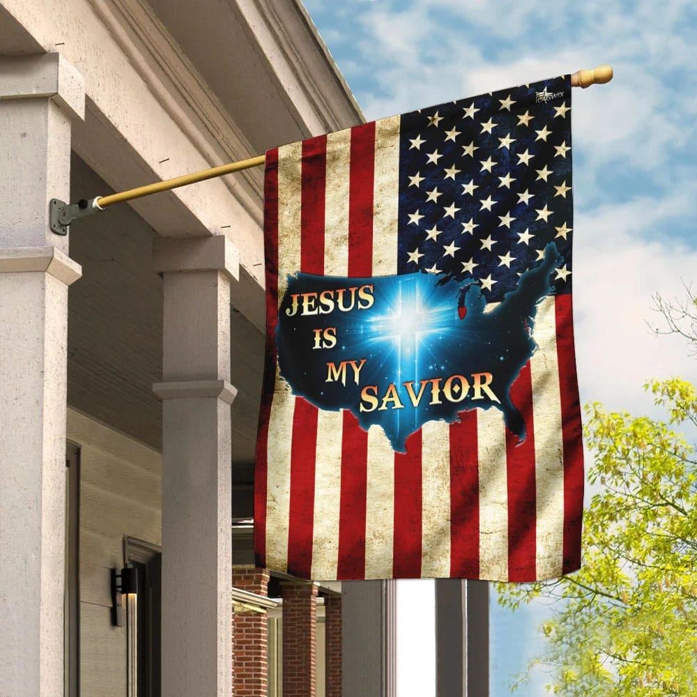 Jesus Is My Savior Christian Cross American House Flags, Christian Fla ...