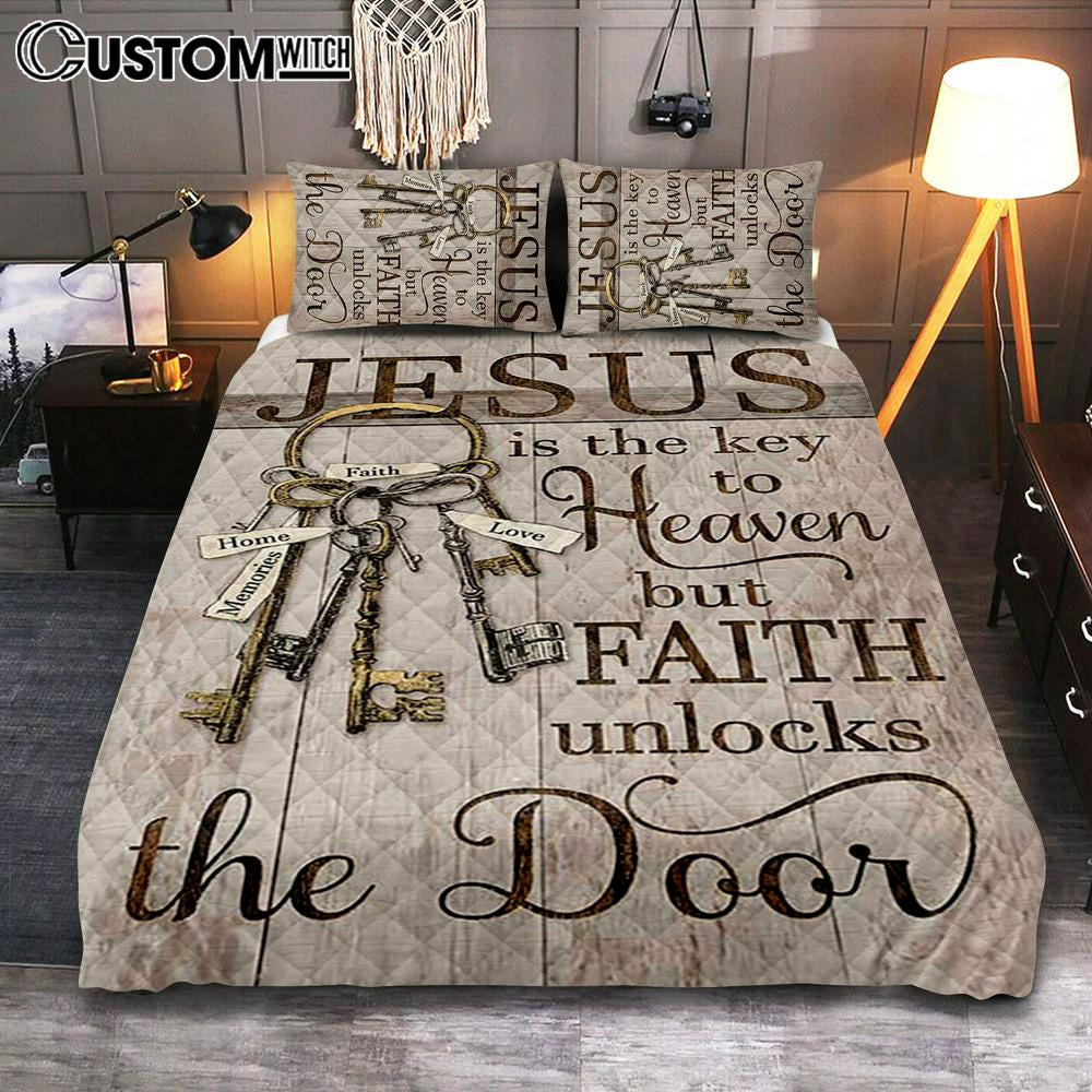 Jesus Is The Key To Heaven Bedroom Quilt Bedding Set - Jesus Portrait ...