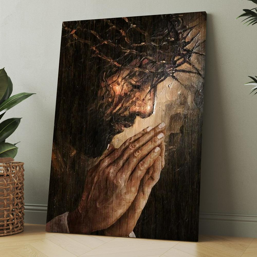 Jesus Prayer Crown Of Thorns Canvas, Christmas Gift for Christian ...