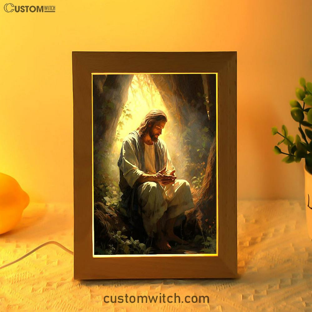 Jesus Praying In The Garden Frame Lamp Prints - Jesus Frame Lamp Art - – Customwitch