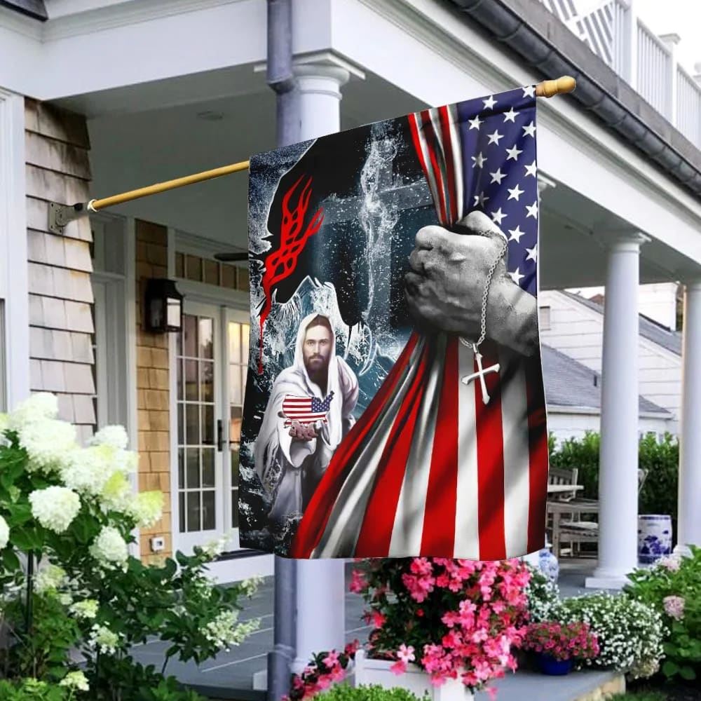 Jesus Saves God Bless America House Flag, Christian Flag, Christian Fl ...
