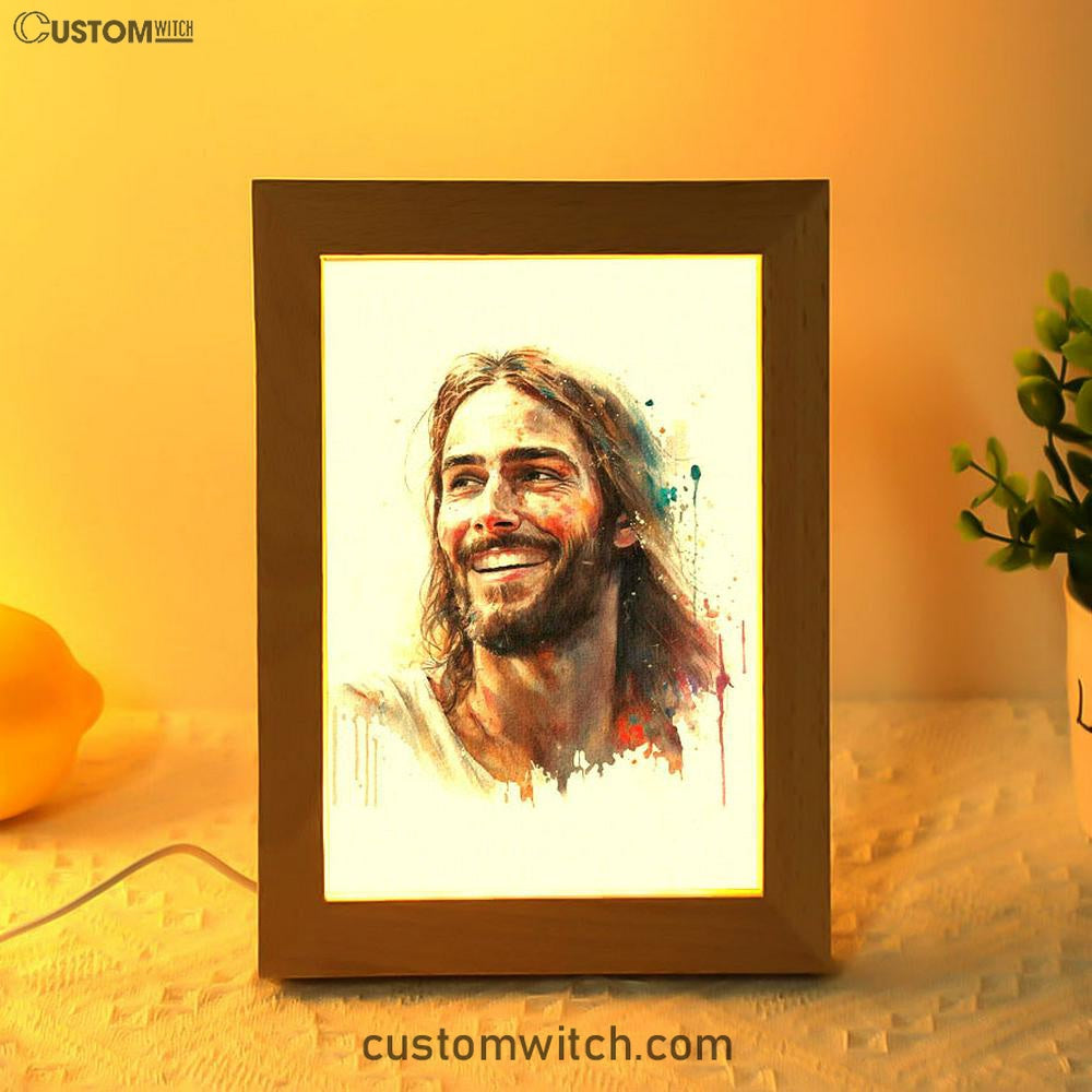 Jesus Smiling Frame Lamp Pictures - Jesus Art Prints - Jesus Art - Chr – Customwitch