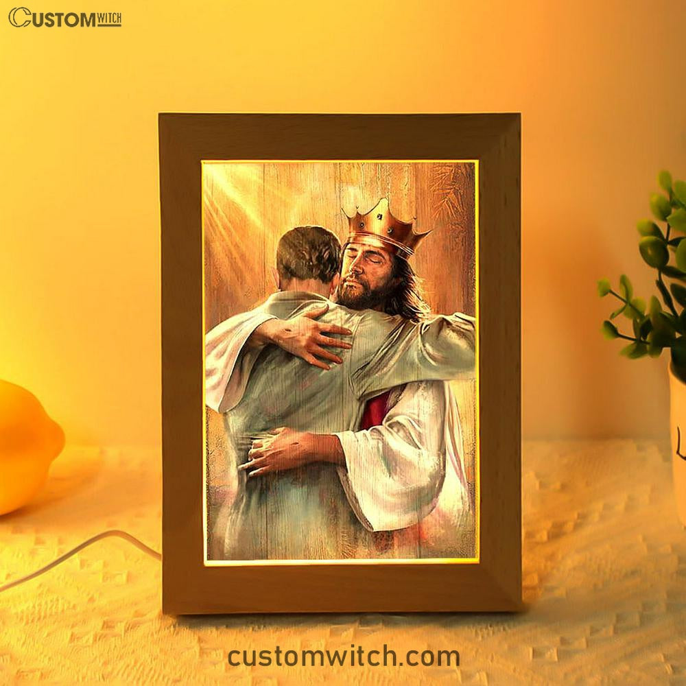 Jesus The King Frame Lamp - A Heartwarming Hug From Jesus Art Frame La – Customwitch