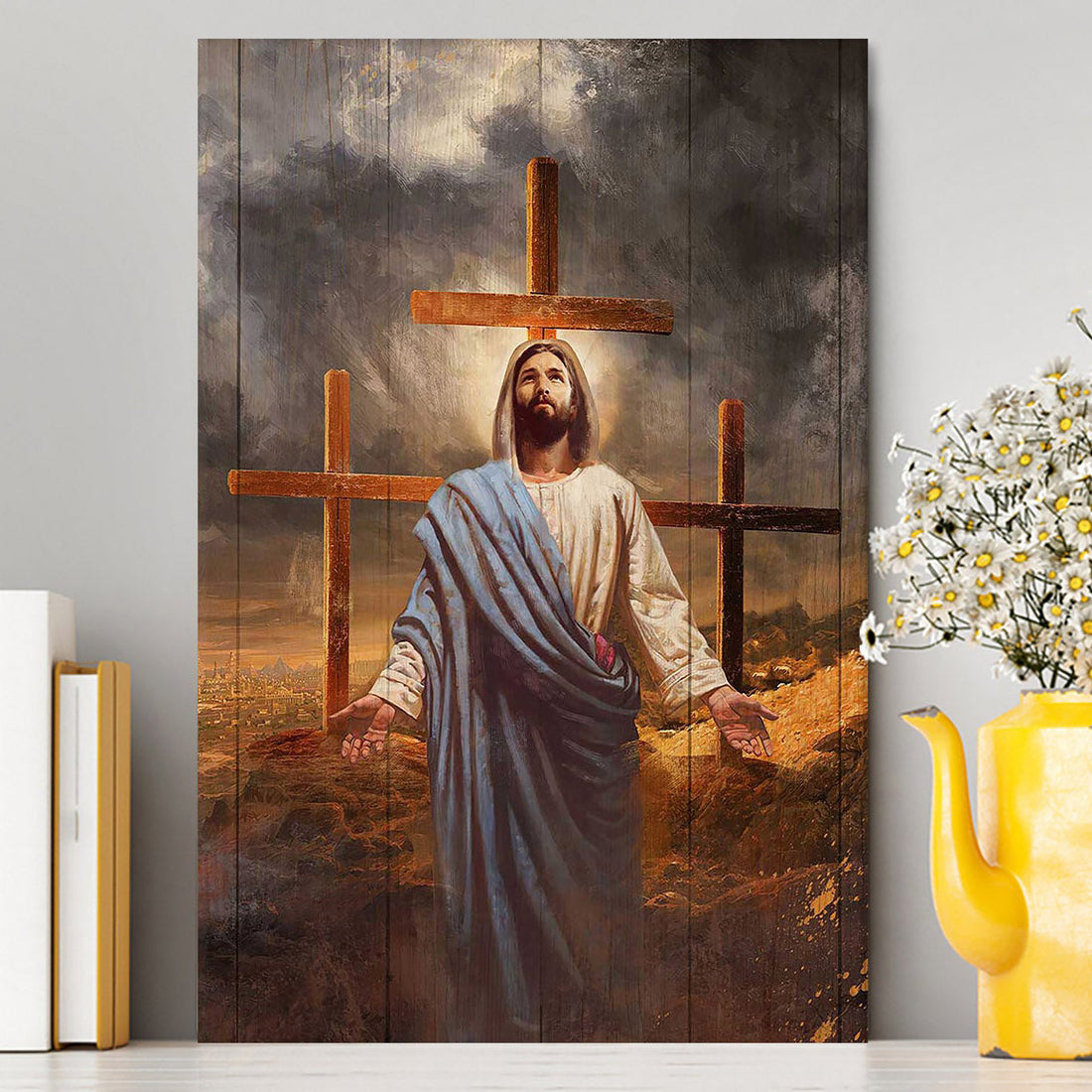 Jesus Three Old Rugged Cross Canvas Art - Christian Art - Bible Verse – Customwitch