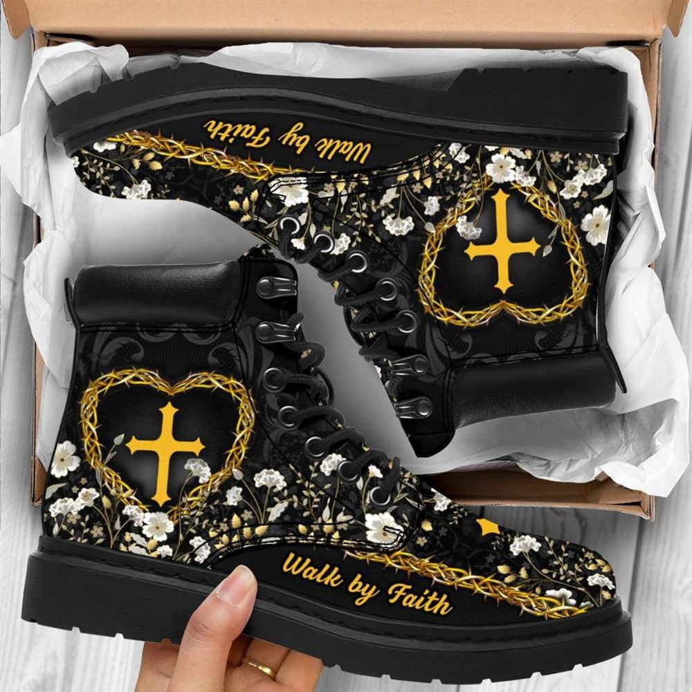 Jesus Walk By Faith Printed Boots, Jesus Christ Shoes, Christian Lifes ...