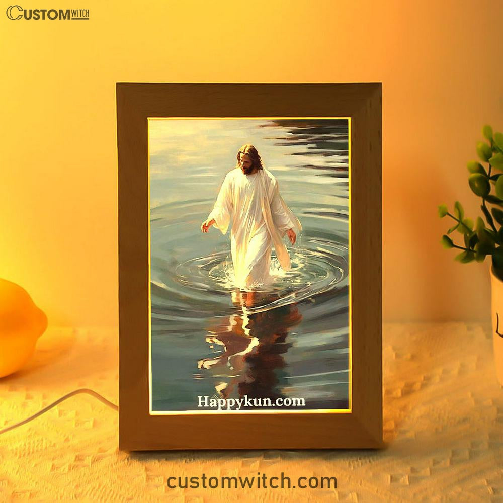 Jesus Walking On The Water Frame Lamp Prints - Jesus Frame Lamp Art - – Customwitch