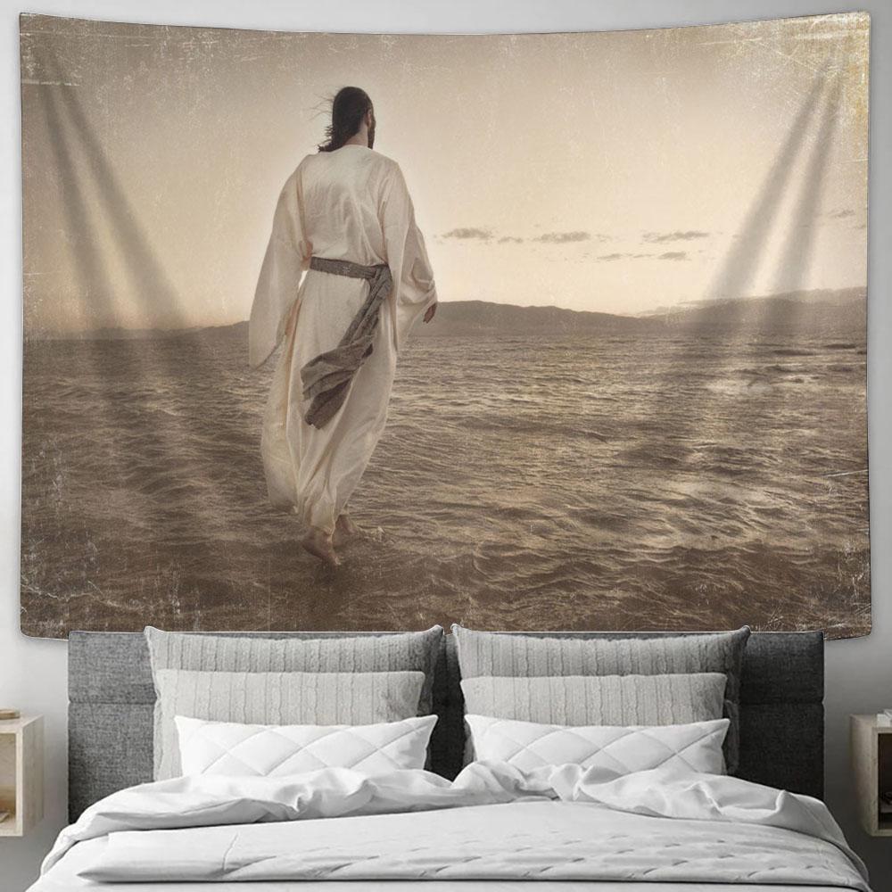 Jesus Walking On Water Art Tapestry - Jesus Christ Picture - Christian – Customwitch