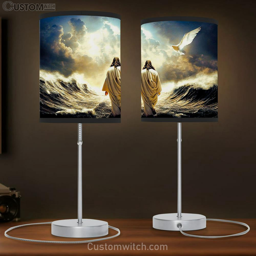 Jesus Walking On Water Table Lamp Art - Christian Lamp Gift Decor - Je – Customwitch