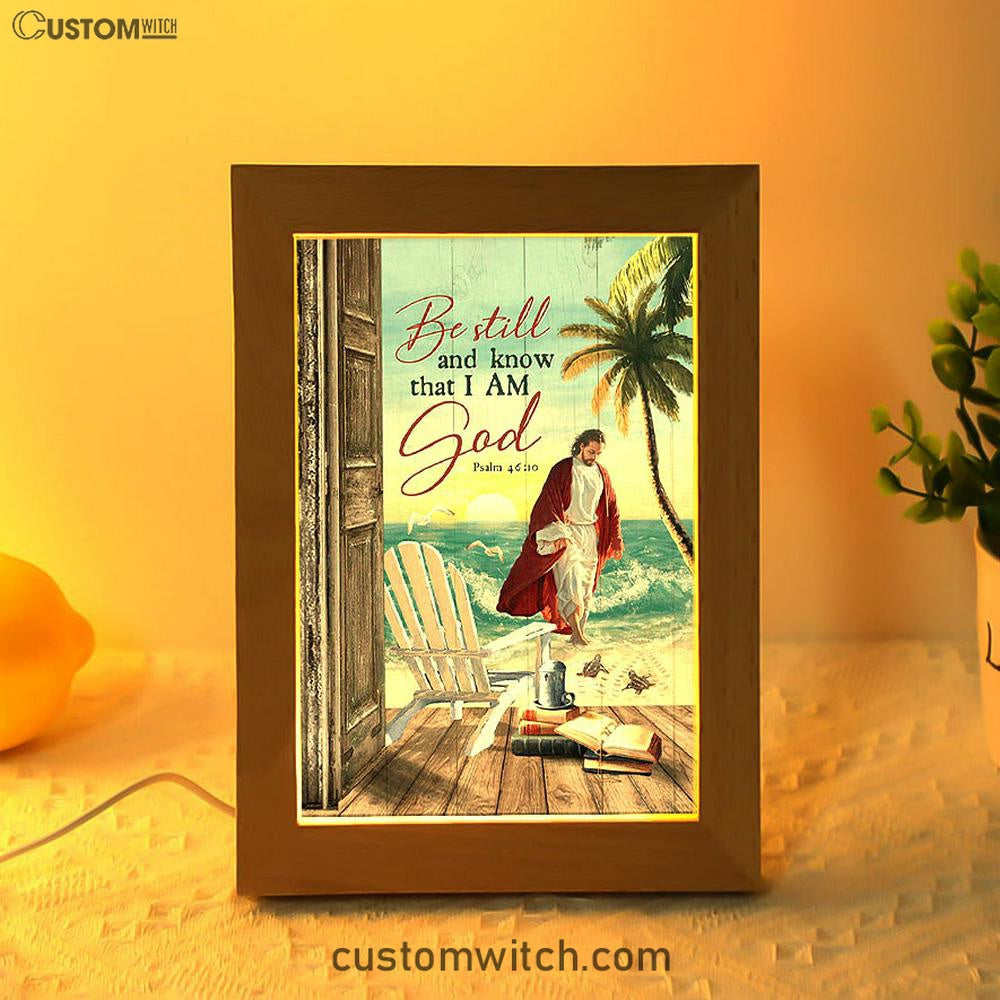 Jesus Walking On Water Frame Lamp - Be Still And Know That I Am God Ar – Customwitch