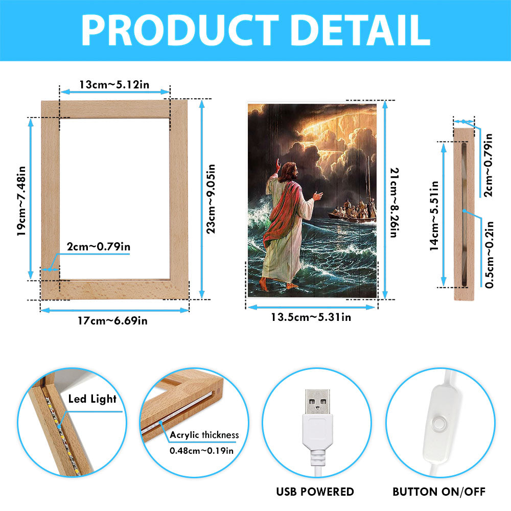 Jesus Walking On Water Frame Lamp Art - Christian Art - Bible Verse Ar – Customwitch
