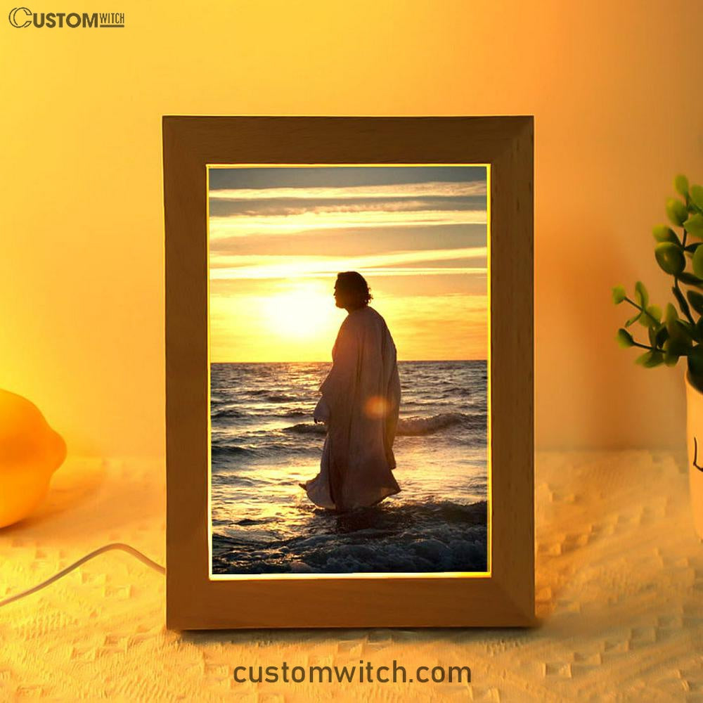 Jesus Walking On Water Frame Lamp Art - Jesus Decor - Christian Art – Customwitch
