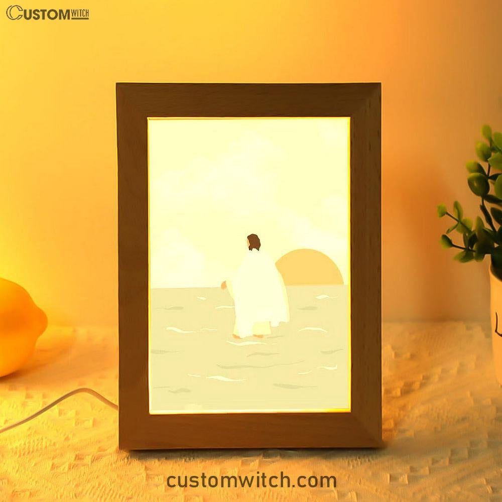 Jesus Walking On Water Frame Lamp Painting - Jesus Decor - Christian A – Customwitch