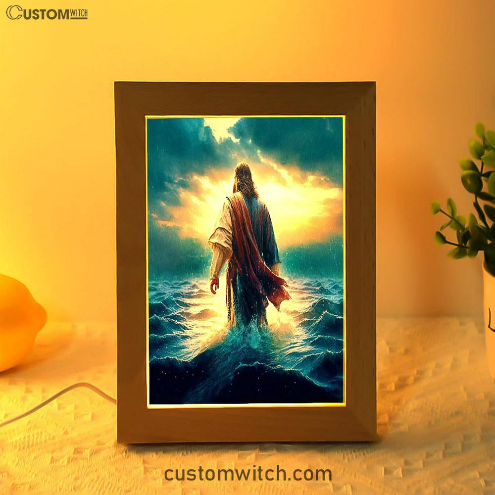 Jesus Walking On Water Frame Lamp Print - Jesus Decor - Christian Art – Customwitch