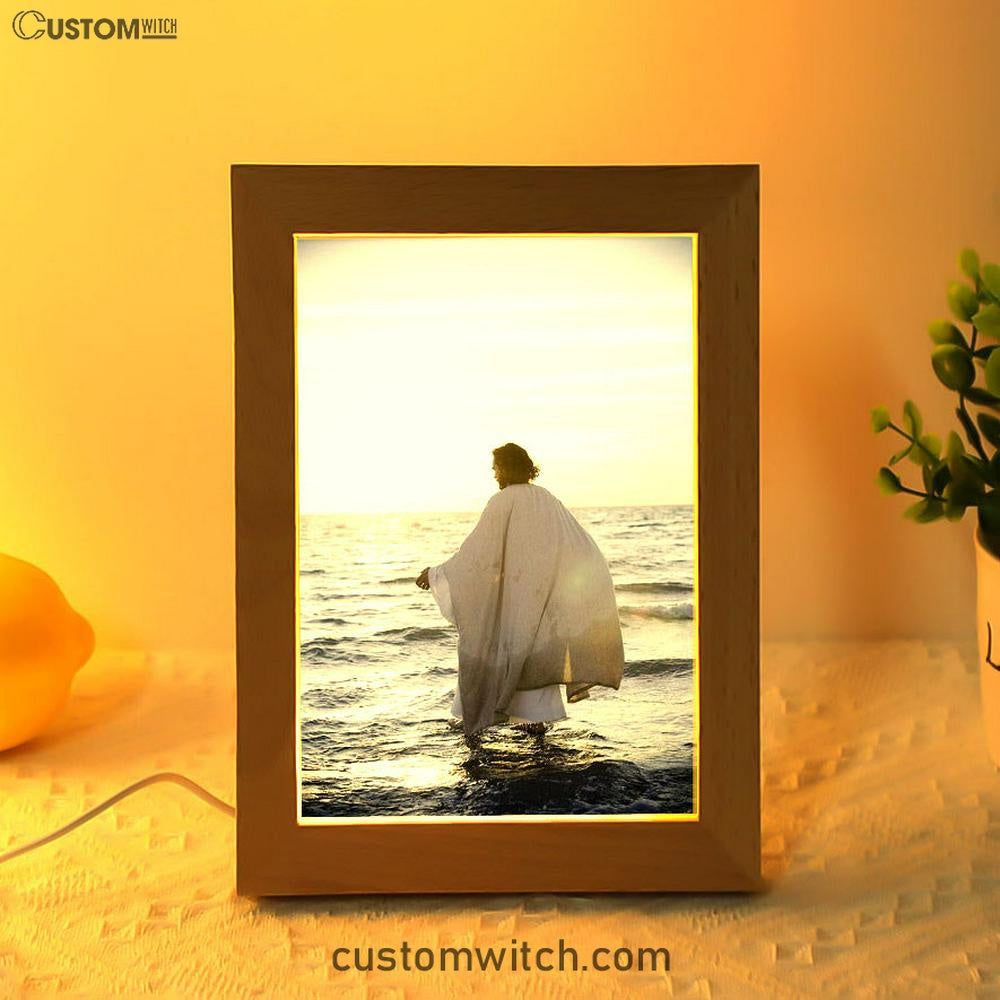 Jesus Walks On Water Frame Lamp Art - Jesus Decor - Christian Art – Customwitch