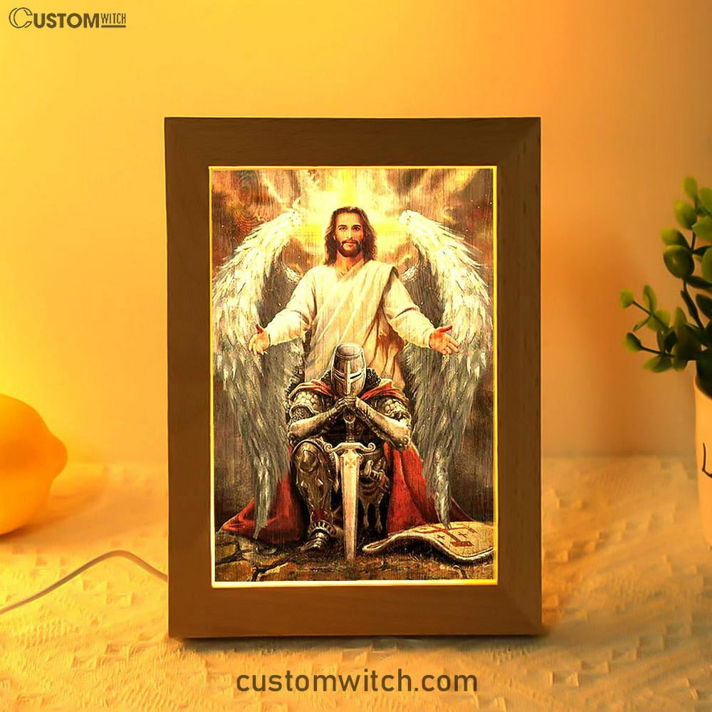 Jesus Wings Warrior Of God Art Frame Lamp - Jesus Portrait Frame Lamp – Customwitch