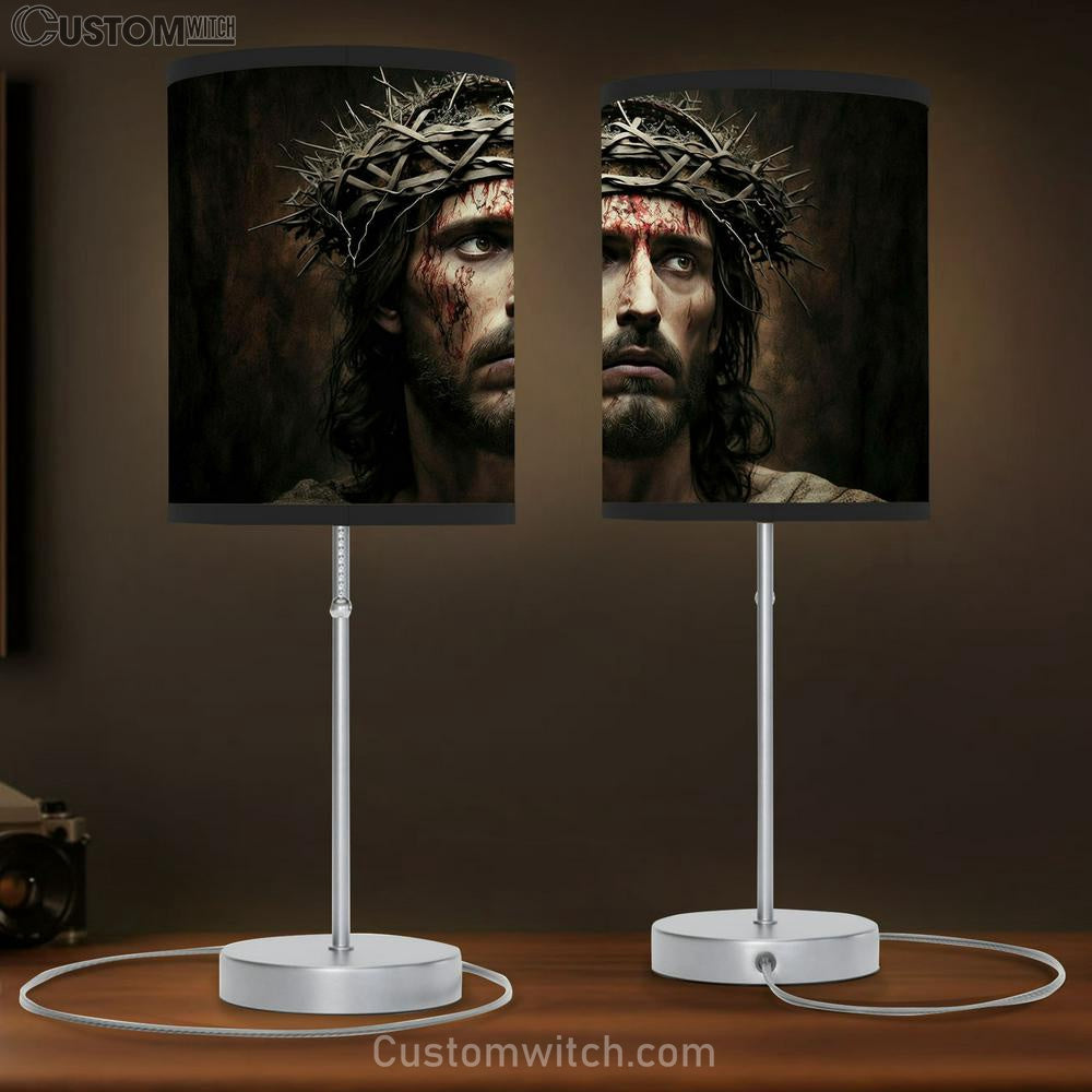 Jesus With Crown Thorns Easter Crucification Resurrection Table Lamp P – Customwitch