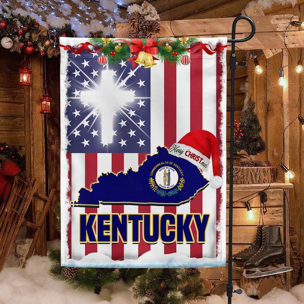 Kentucky God Bless Christmas Flag, Christian Christmas House Flag, Chr ...