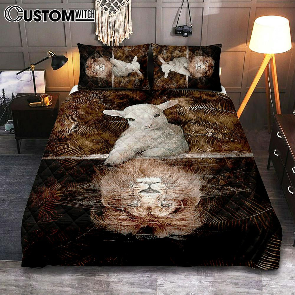 Lamb And Lion King Of Jesus Quilt Bedding Set Bedroom - Christian Quil ...