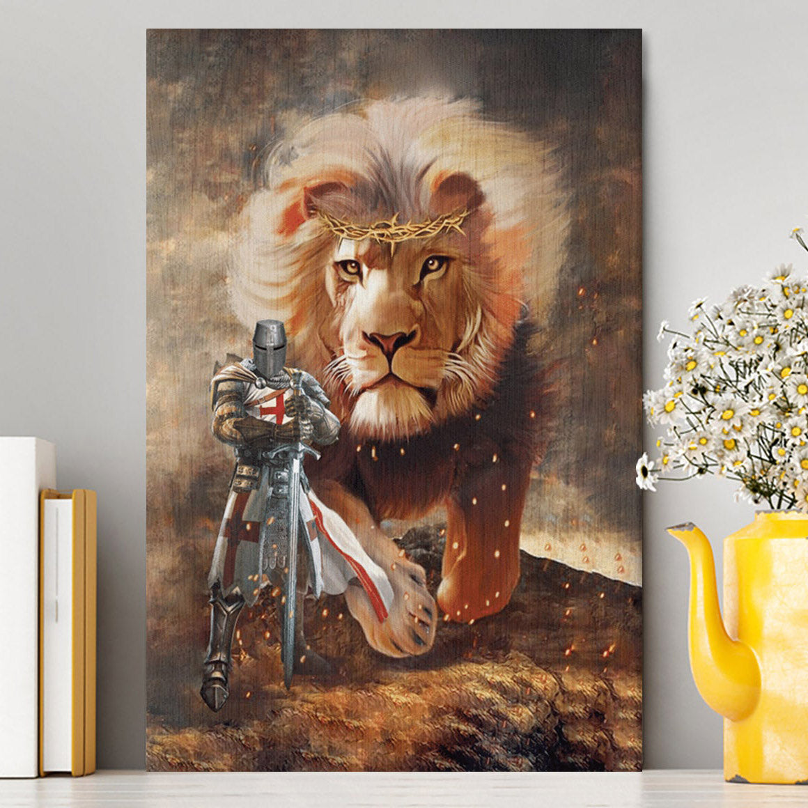 Lion And Knight Templar Jesus Canvas Prints - Jesus Christ Canvas Art ...