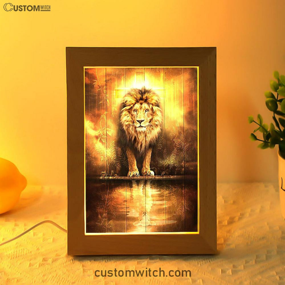 Lion And Lamb Water Reflection Jesus Frame Lamp Art - Jesus Frame Lamp ...