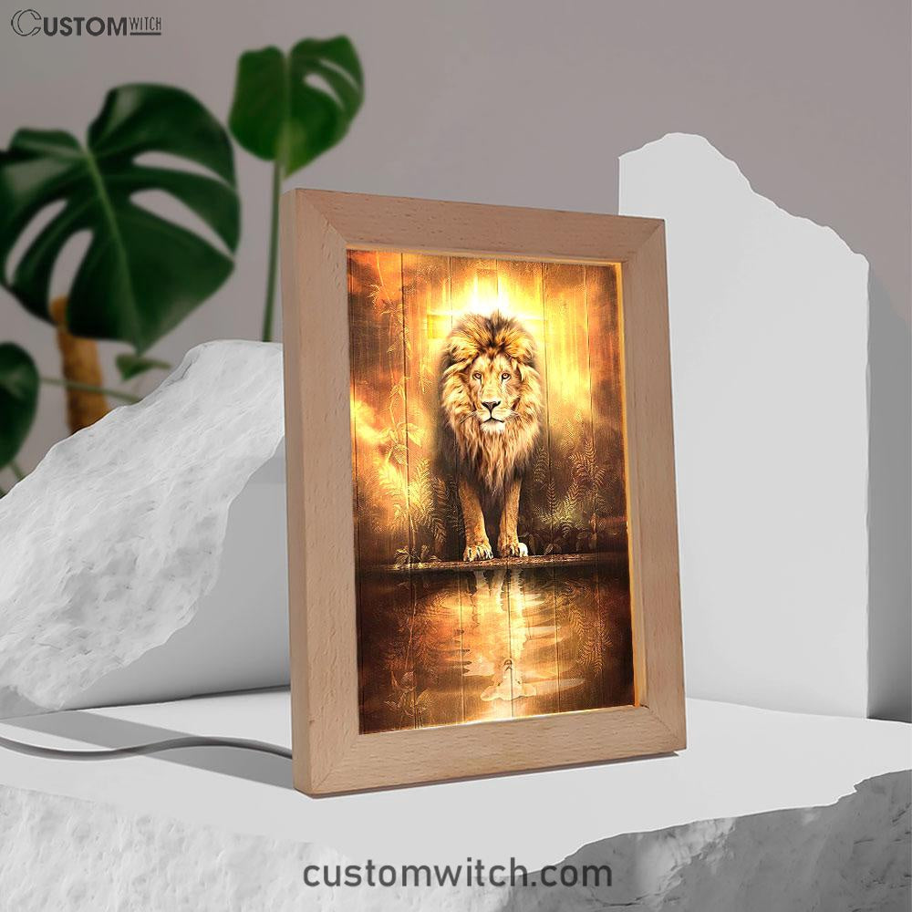 Lion And Lamb Water Reflection Jesus Frame Lamp Art - Jesus Frame Lamp ...