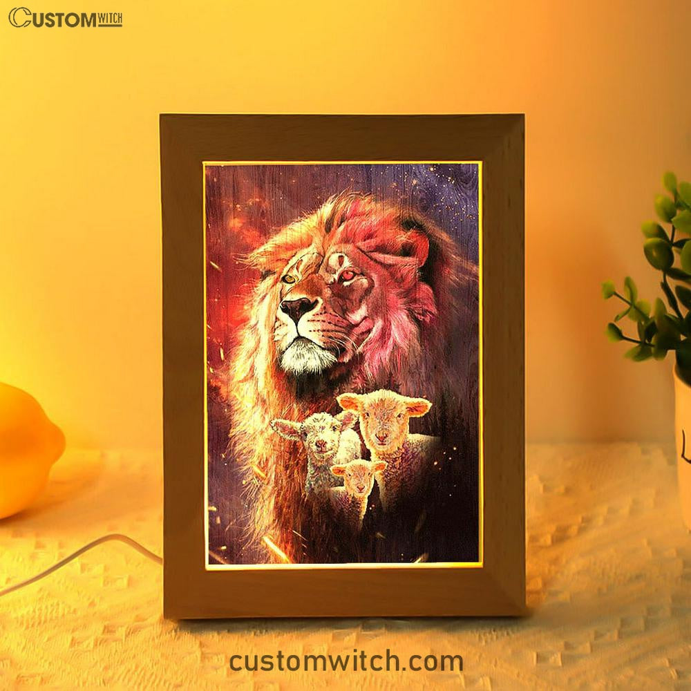 Lion Head Lamb Of God Lion Of Judah Frame Lamp Art - Christian Art - B ...